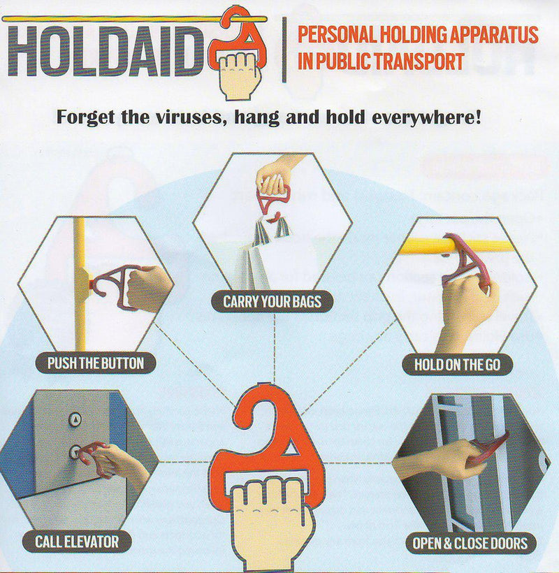 Blue Hand-Aid Personal Holding Apparatus In Public Transport